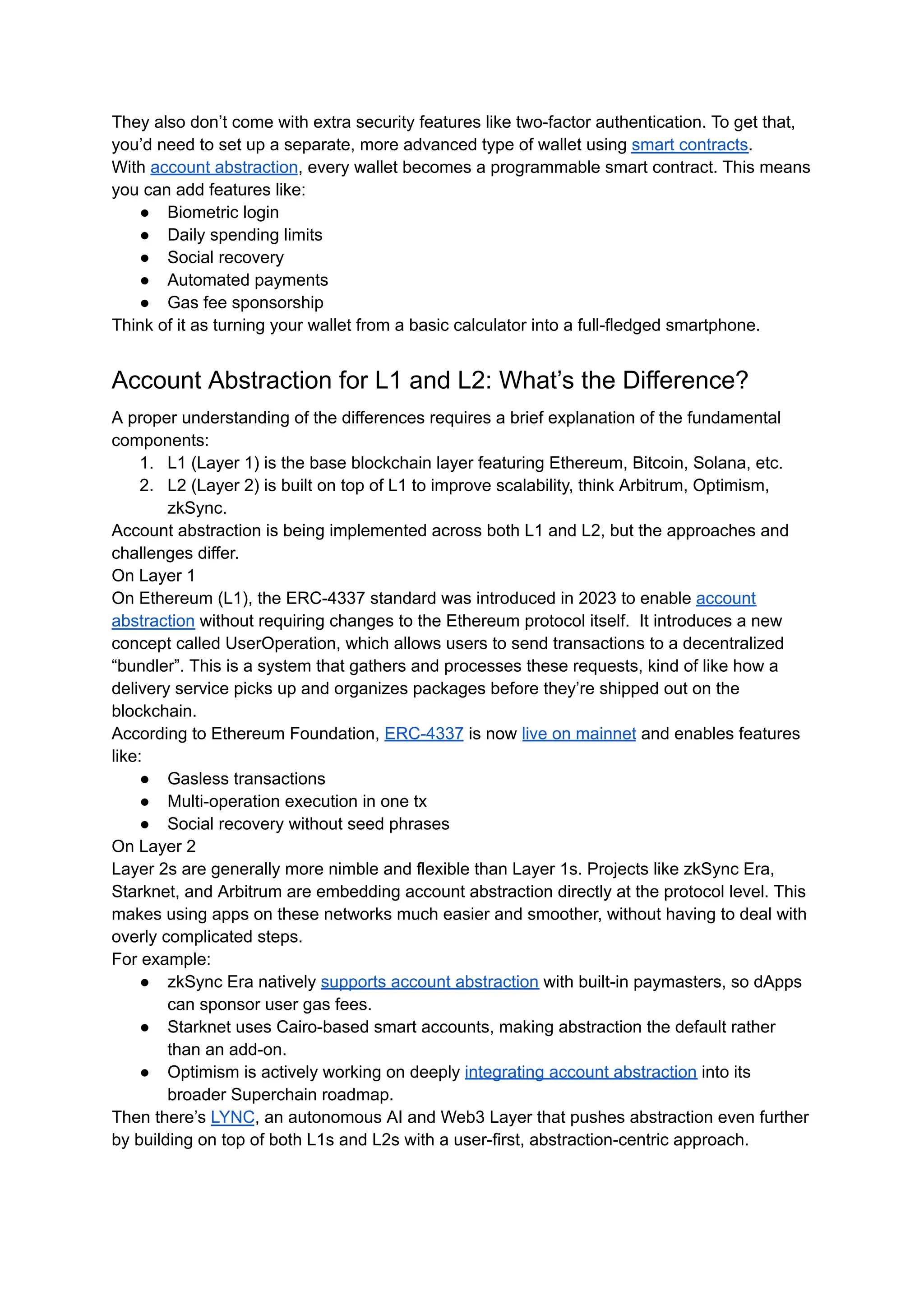 How Account Abstraction Streamlines Crypto Wallets Across L1 and L2 | PDF