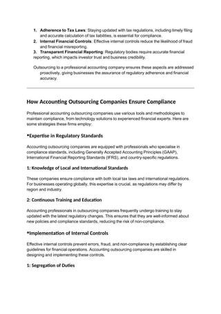 How Accounting Outsourcing Companies Ensure Compliance and Reduce ...