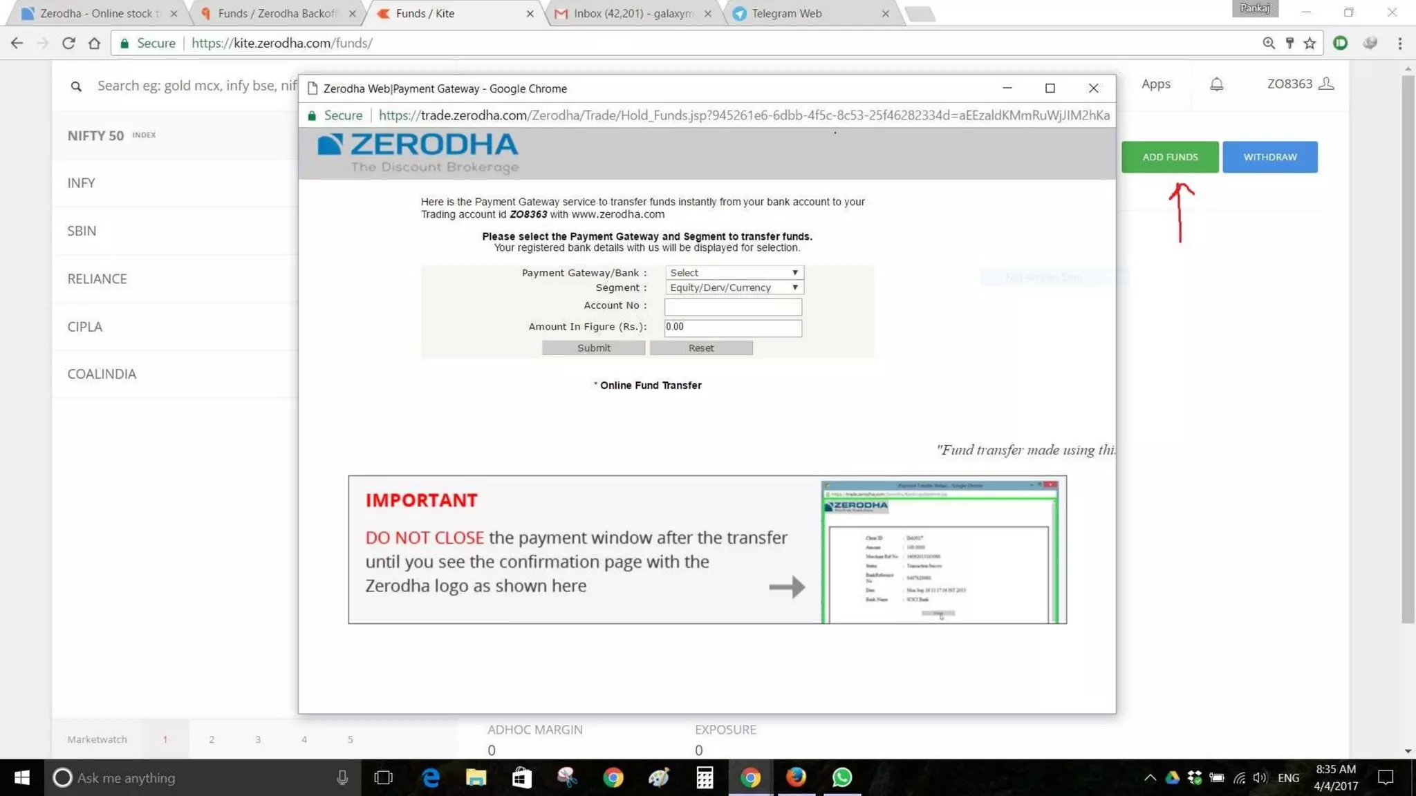 How add fund on equity and commodity @ ZERODHA | PPTX