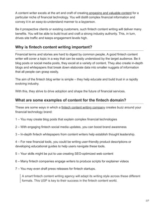 How a Fintech Content Writing Company Produces Quality Blogs | PDF