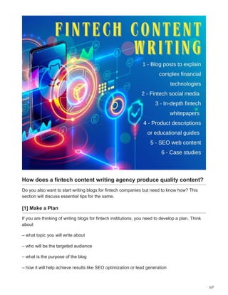 How a Fintech Content Writing Company Produces Quality Blogs | PDF
