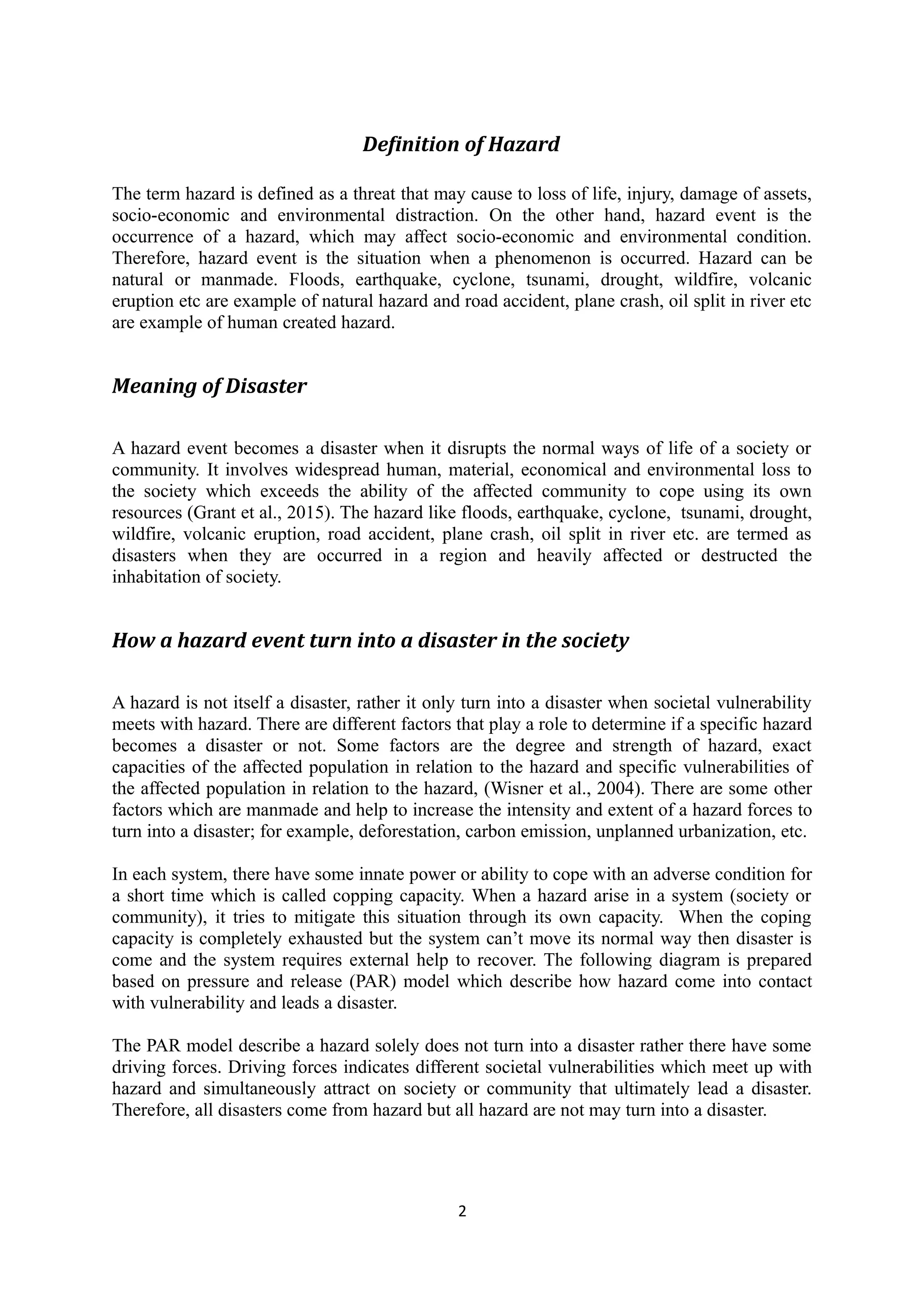 How a hazard event may turn into a disaster in the society | PDF