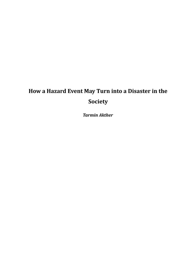 How a hazard event may turn into a disaster in the society | PDF ...