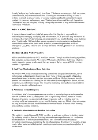 How AI-NOC'S NOC Providers Help Businesses Maintain Seamless IT Operations | DOCX