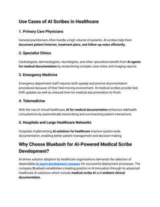 Ambient AI Scribe for Clinical Documentation |Bluebash | PDF