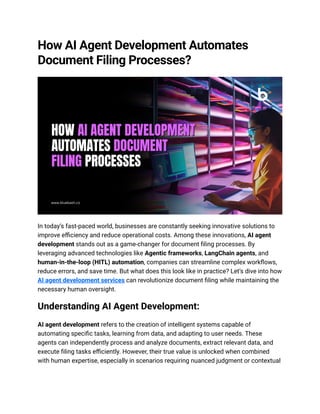 AI Agent Development Services for Filing Automation | Bluebash | PDF