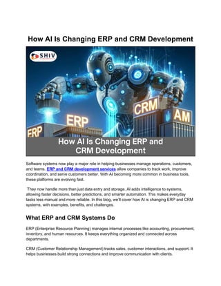 A Comprehensive Guide to AI in ERP and CRM Development | PDF