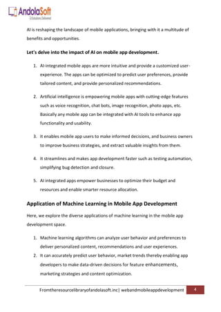 Impact of AI on Modern Mobile App Development | PDF
