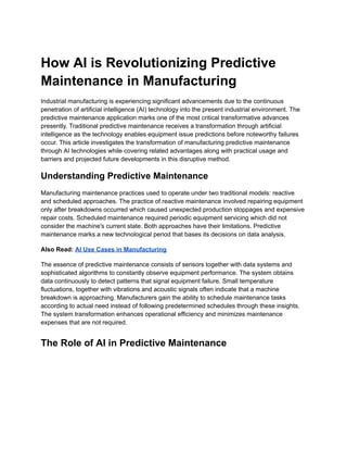 How AI is Revolutionizing Predictive Maintenance in Manufacturing | PDF