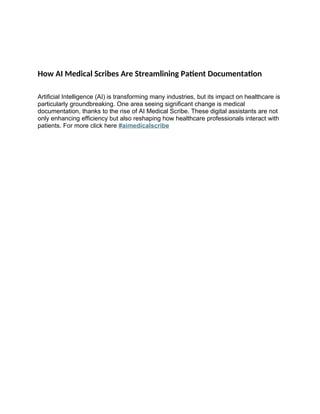 How AI Medical Scribes Are Streamlining Patient Documentation.docx ...