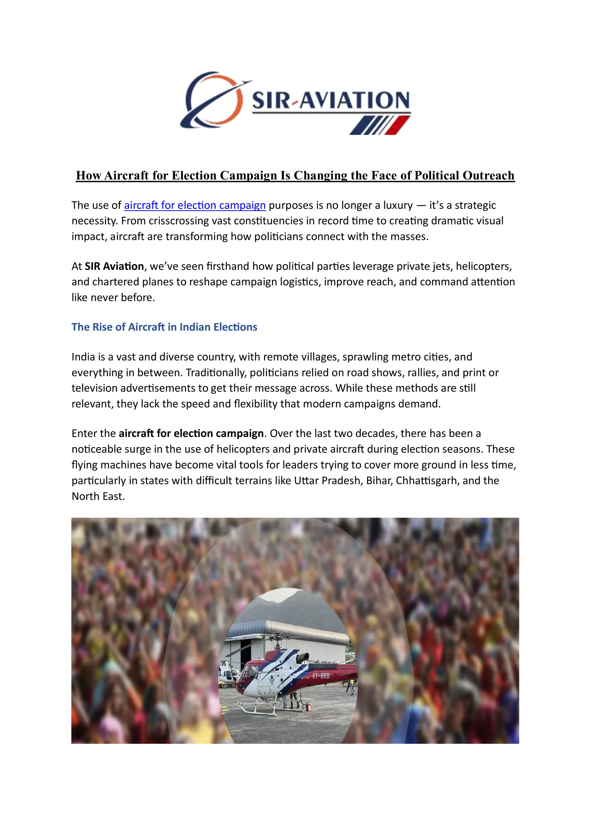 How Aircraft for Election Campaign Is Changing the Face of Political ...