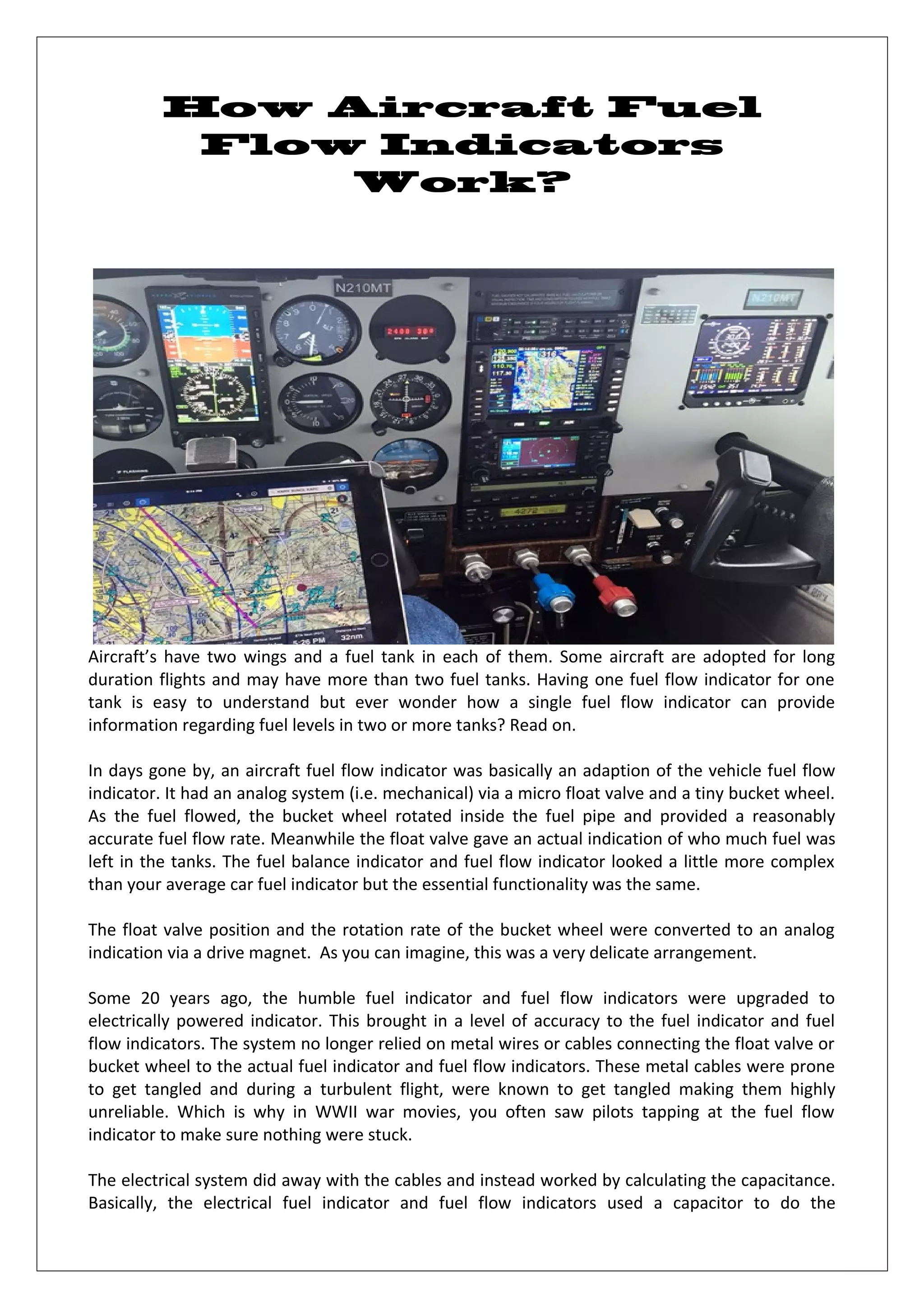 How aircraft fuel flow indicators work | DOC