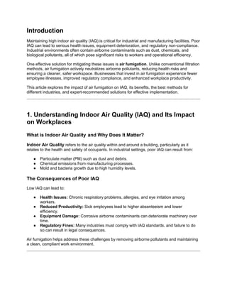 How Air Fumigation Can Improve Indoor Air Quality and Reduce Workplace ...