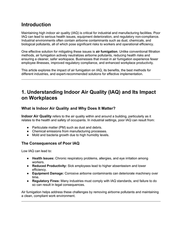How Air Fumigation Can Improve Indoor Air Quality and Reduce Workplace ...