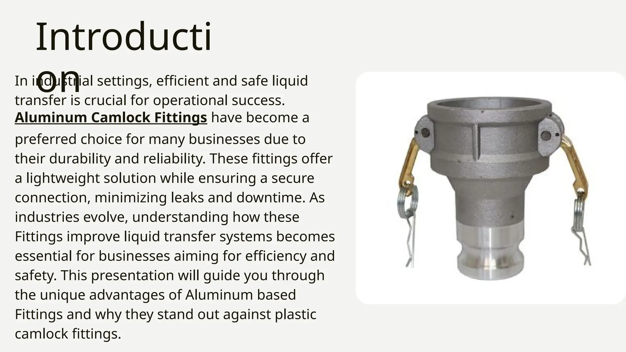 How Aluminum Camlock Fittings Enhance Liquid Transfer Systems | PPTX