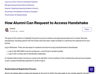 How Alumni Can Request Access to Handshake - Howard University | PPT