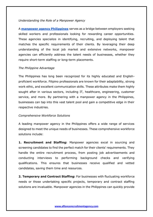 How a Manpower Agency in Philippines Can Help You | PDF | Free Download