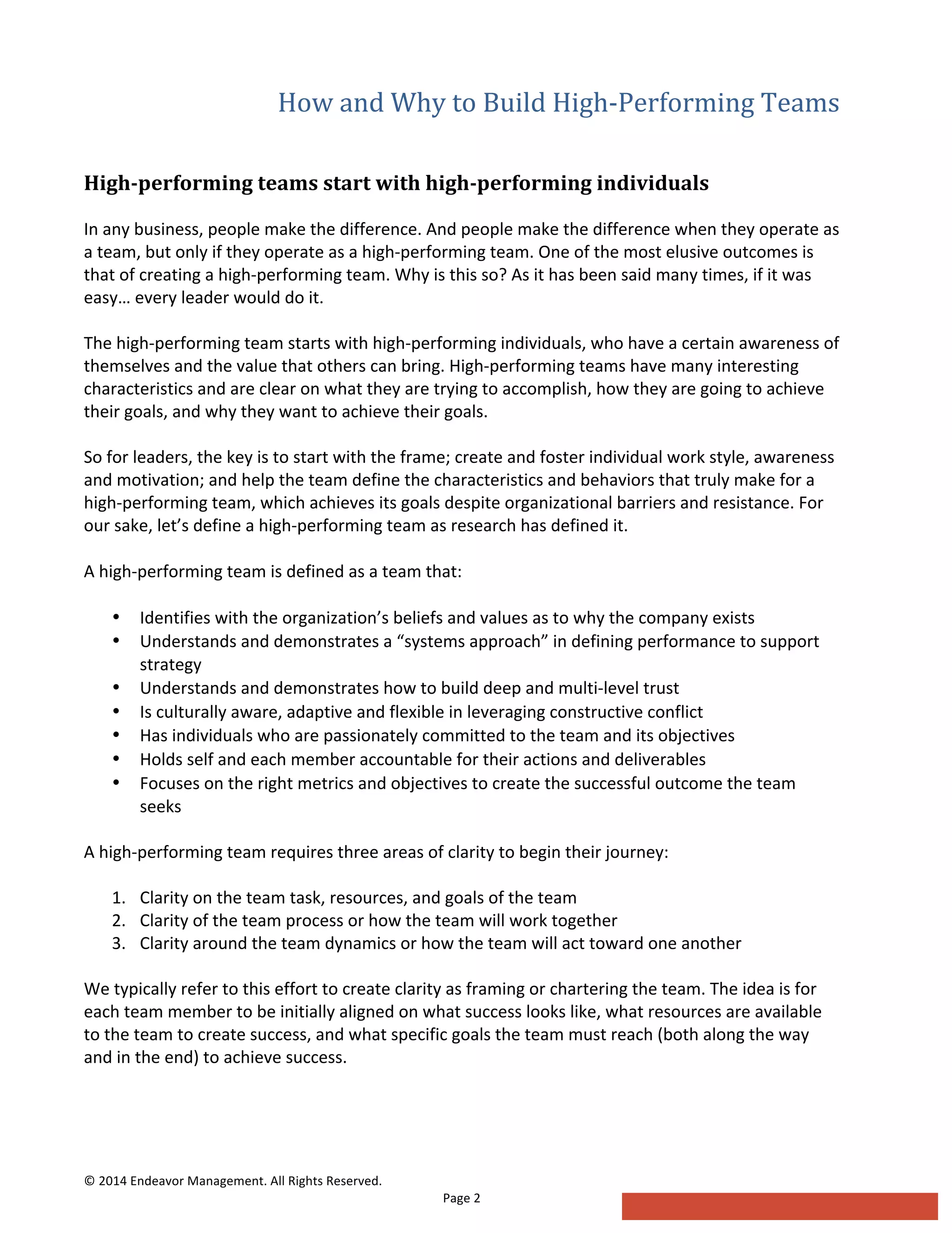 How and why to build high performing teams | PDF