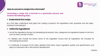 How and why is a food product recipe converted to a formula? | PDF