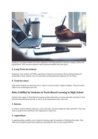 Reasons For Why Work-based Learning In High School Is Beneficial For ...