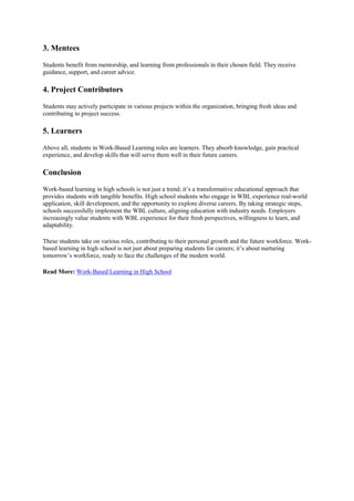 Reasons For Why Work-based Learning In High School Is Beneficial For ...