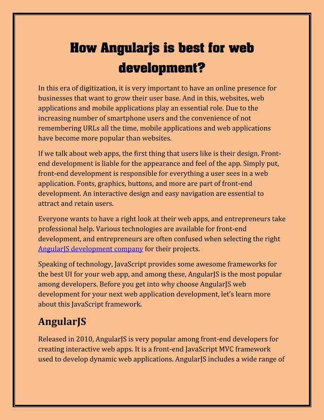 How Angularjs is best for web development.pdf | Web Development | Internet