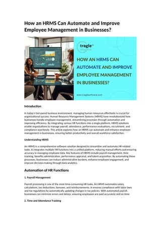 How an HRMS Can Automates & do business? | DOCX