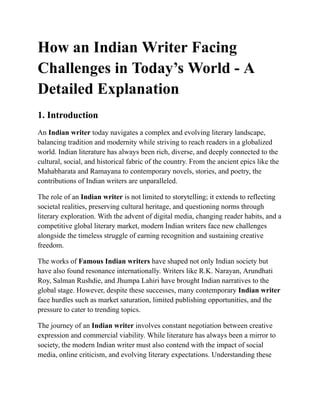 How an Indian Writer Facing Challenges in Today’s World - A Detailed ...
