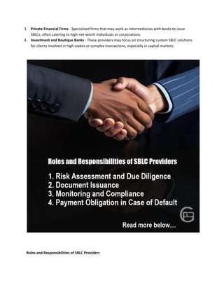 How an SBLC Provider Helps Secure Large Transactions. | PDF