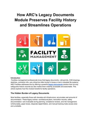 How ARC’s Legacy Documents Module Preserves Facility History and ...