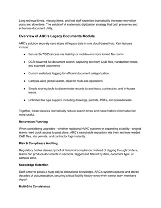 How ARC’s Legacy Documents Module Preserves Facility History and ...