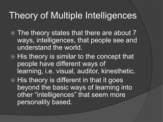 Howard Gardner's Theory of Multiple Intelligences | PPTX