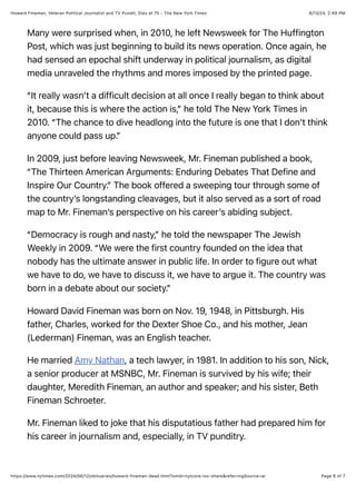 Howard Fineman, Veteran Political Journalist and TV Pundit, Dies at 75 ...
