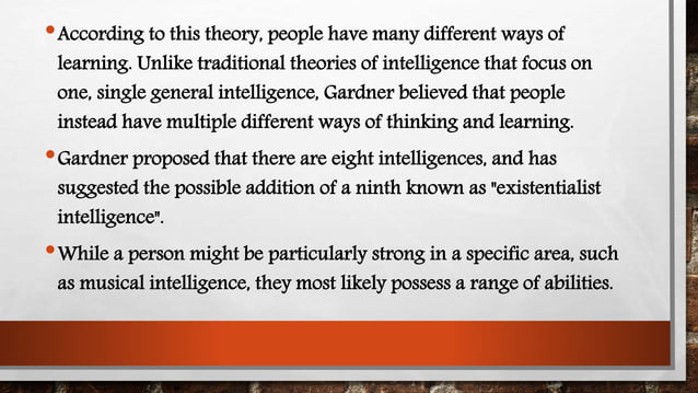 Howard Gardner’s Multiple Intelligences | PPT