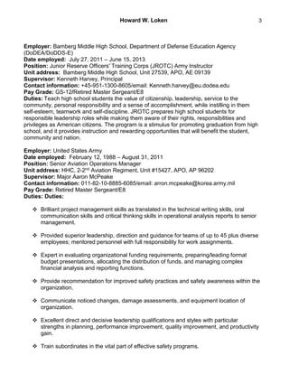 Howard loken's adjunct assistant professor resume 2016 | PDF
