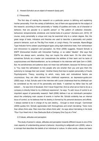 Howard schultz Organisational Behaviour analysis of personality ...