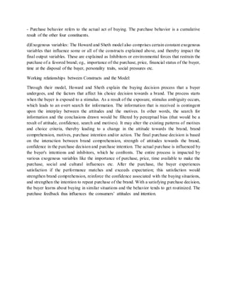 Howard sheth model & nicosia model | DOCX