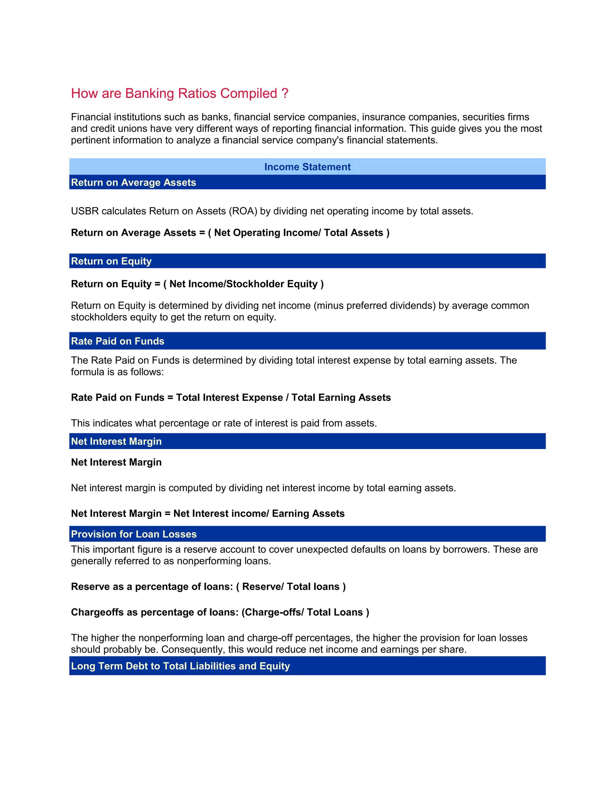 How are banking ratios compiled | PDF