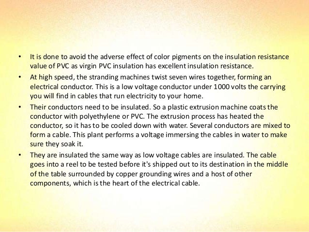 8 step-by-step processes of manufacturing of electrical cable | PPTX