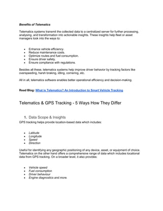 How are GPS Tracking and Telematics Systems Different | PDF