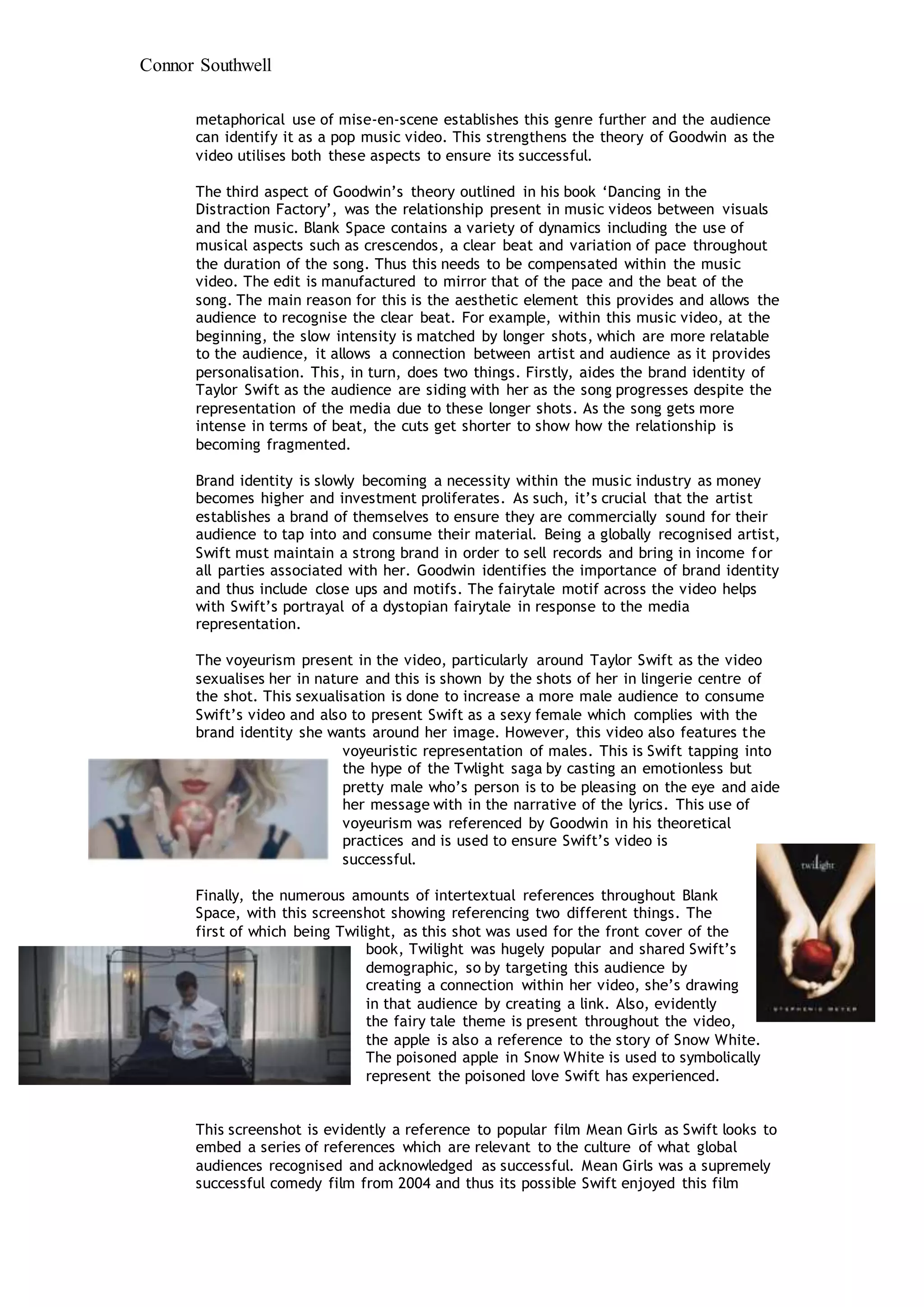 a2 Analysis of Taylor Swift's Blank Space | DOCX