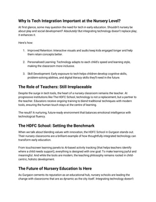 How are nursery schools in Gurgaon integrating technology into ...