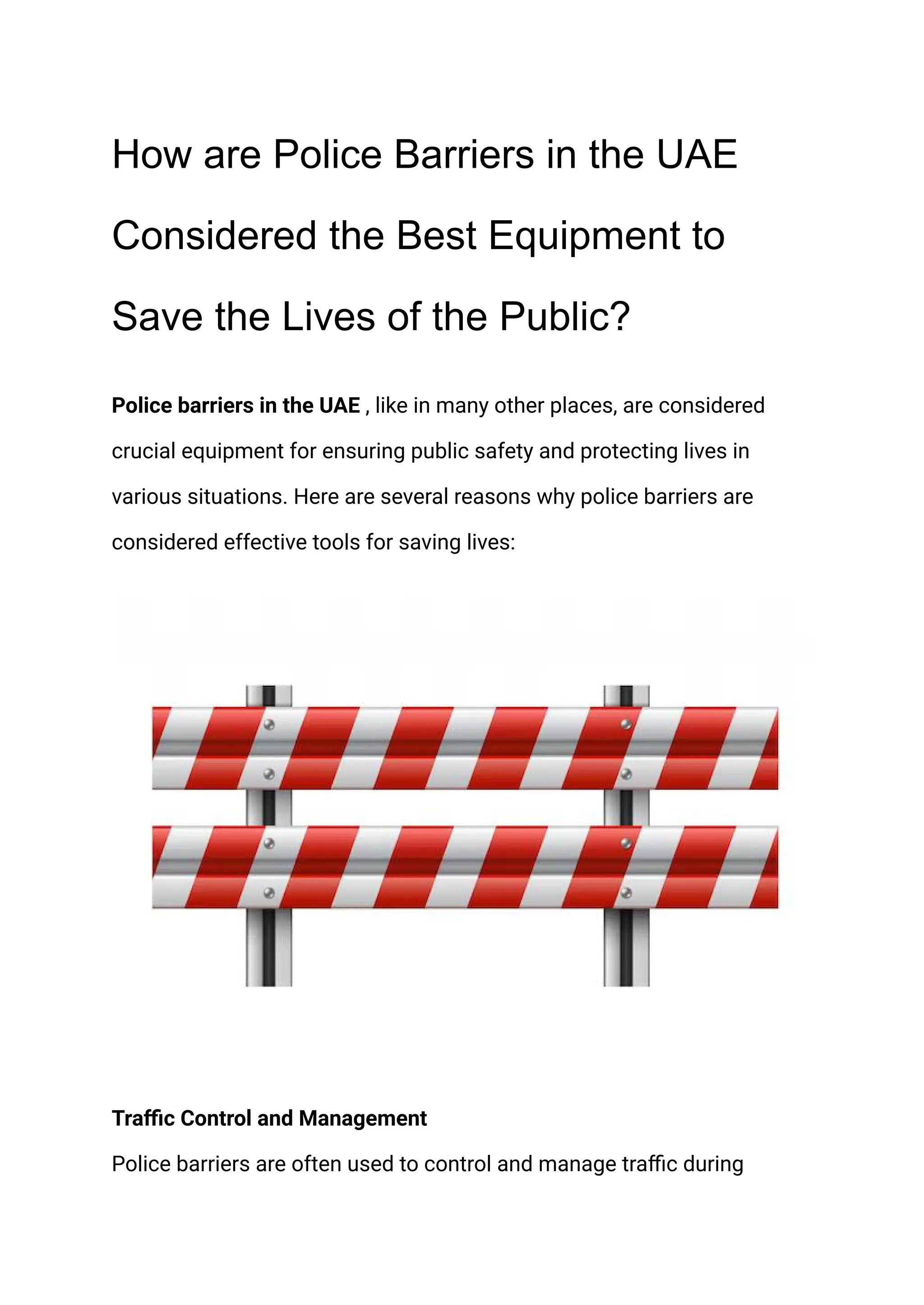 How are Police Barriers in the UAE Considered the Best Equipment to ...