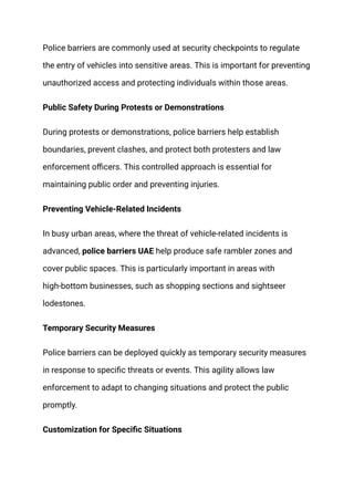 How are Police Barriers in the UAE Considered the Best Equipment to ...