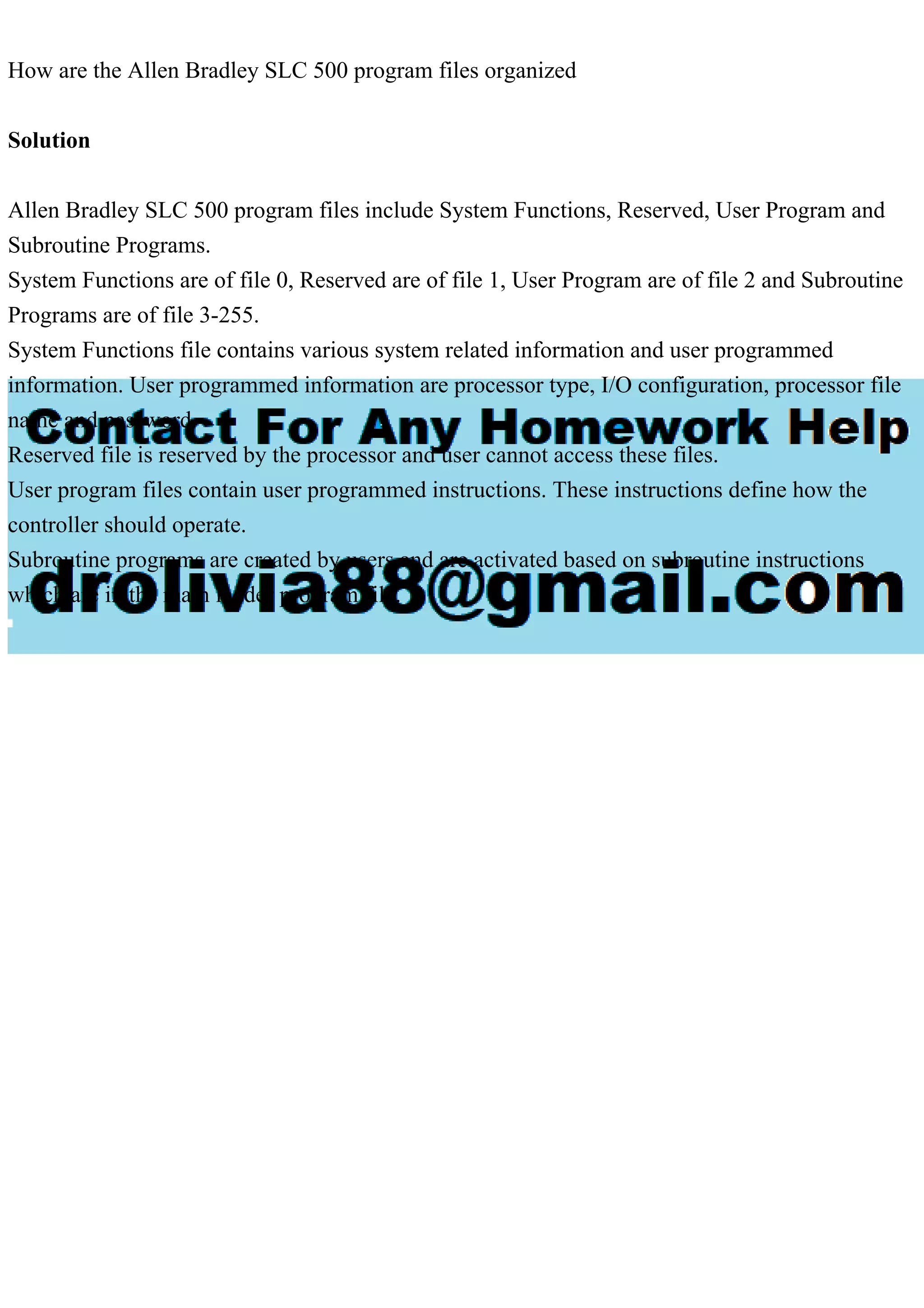 How are the Allen Bradley SLC 500 program files organizedSolutio.pdf