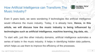 How artificial intelligence can transform the music industry | PPTX