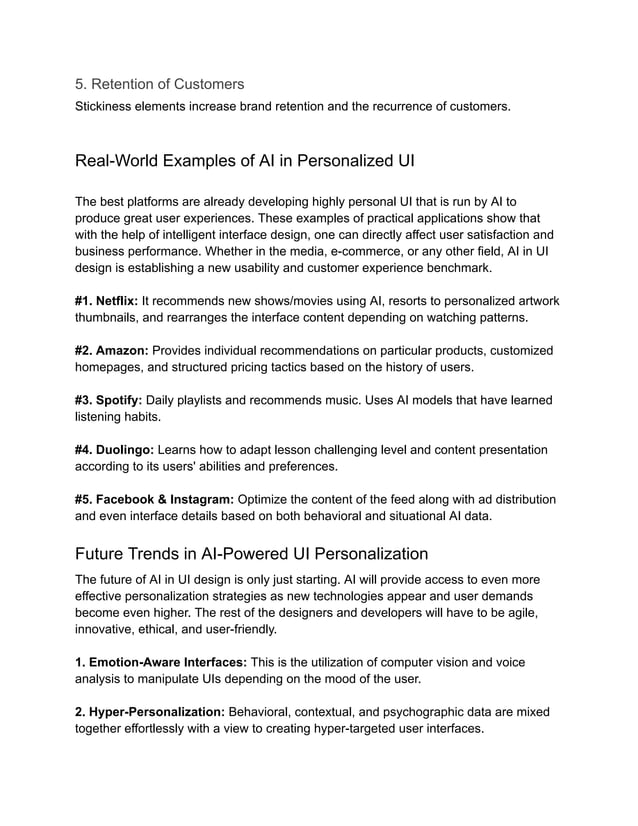 How Artificial Intelligence Is Reshaping UI Design Through Personalization | PDF