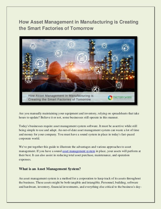How Asset Management in Manufacturing is Creating the Smart Factories ...