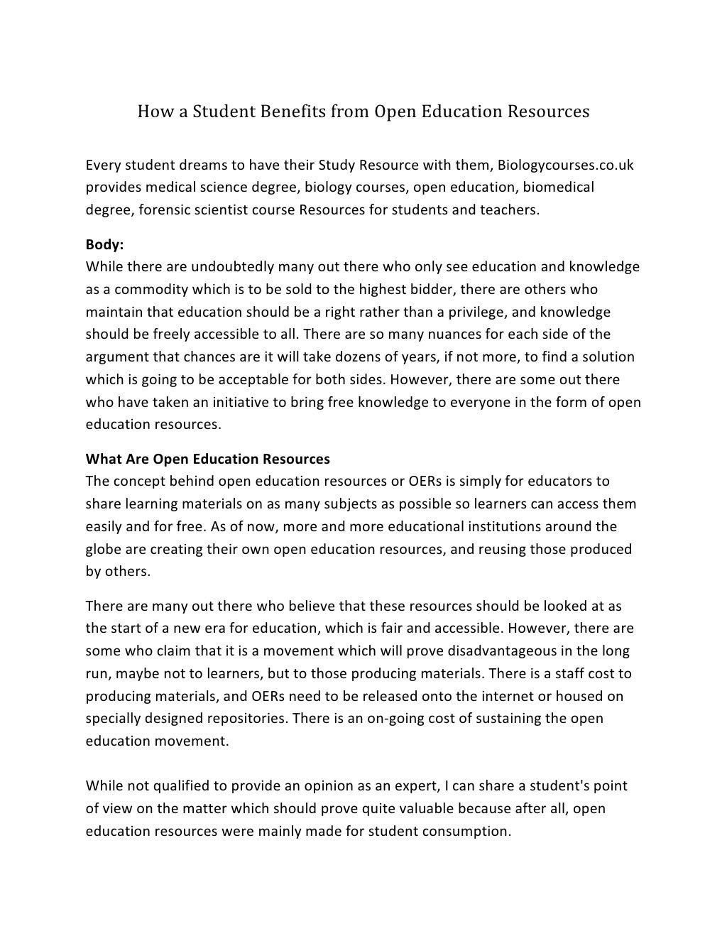 How A Student Benefits From Open Education Resources How A Student Benefits From Open Education Resources