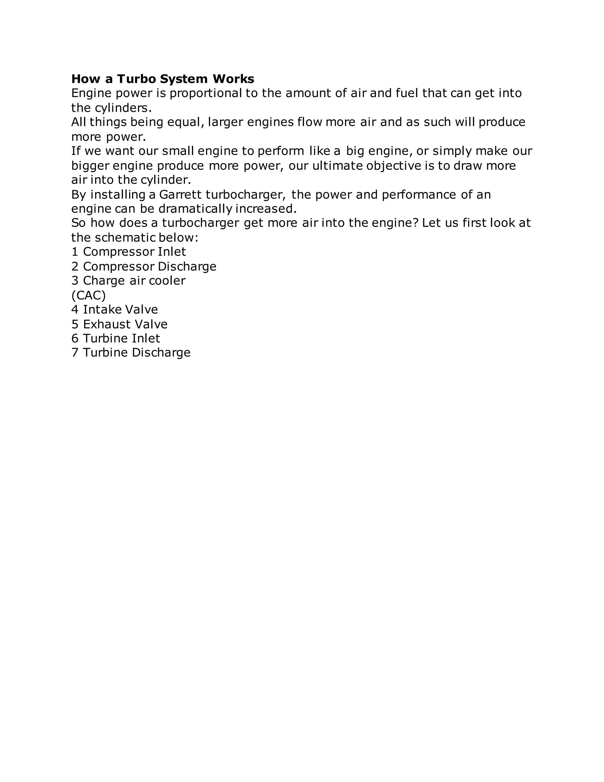 How a turbo system works | DOCX